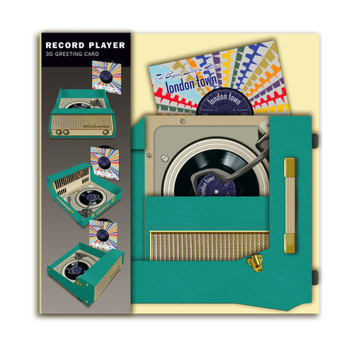 Blue/cream Record Player Card | guitarday
