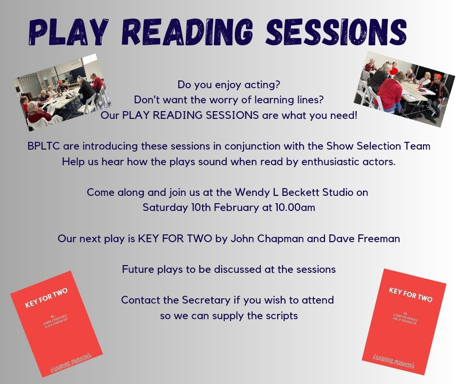 Play reading session - come and join us Saturday 10th Feb, 10am
