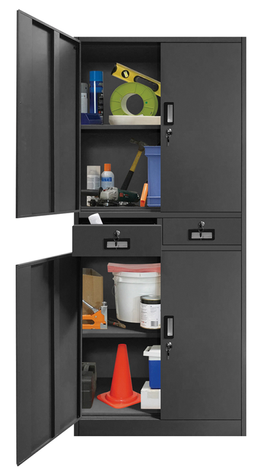 Garage Select | 4 Door 2 Drawer Lockable Steel Cabinet