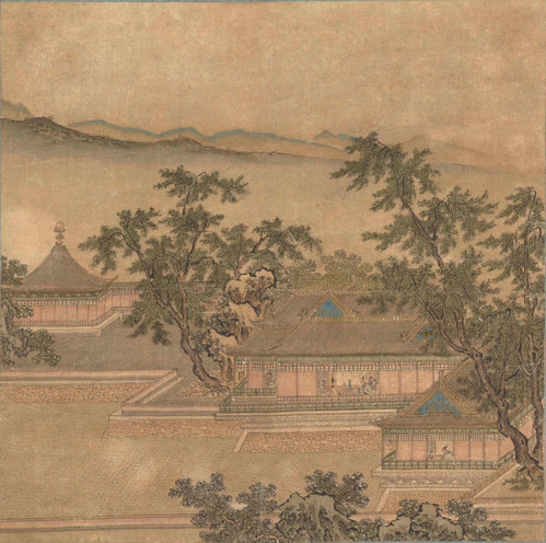 Landscape with Willow Garden and Human Figures: Ming Painting Printable ...