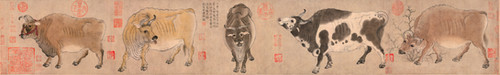 Five Oxen: Tang Dynasty Animals Painting Printable | ChinaFetching.com