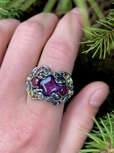 Fuchsia Ring | Beaded Bones