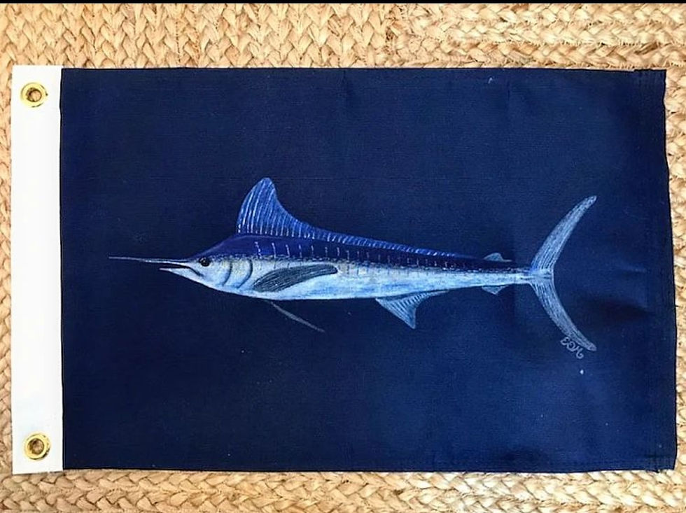 White Marlin Fish Flag - Original Painting | Hatteras Fish Flags