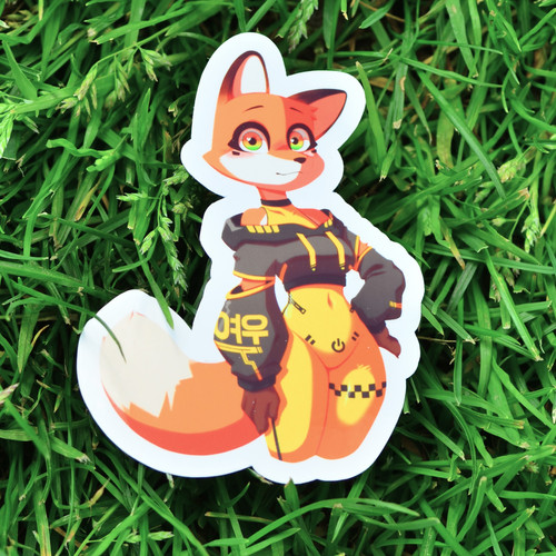 Cyberpunk Fox Girl - Sticker by Mia Kameron | uwu-store
