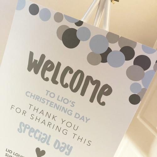 Polkadot Christening Welcome Sign | LetLoveSparkleDesign
