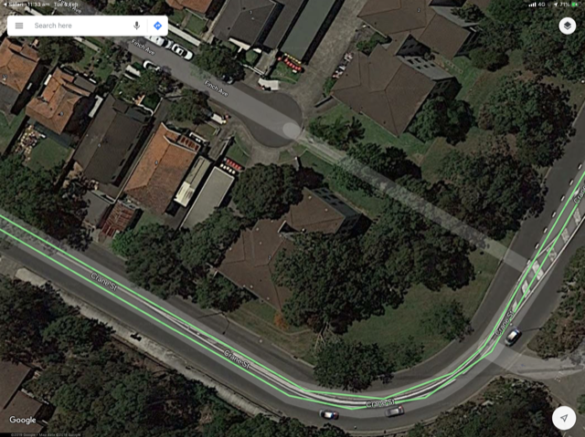 Five Dock Slip lane with STOP sign & line