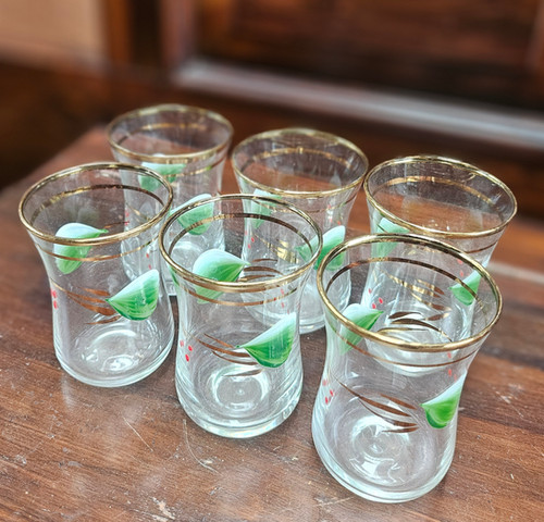 Glasses: Vintage Set of 6 Sherry/Shot Hand Painted Glasses C. 1970s ...