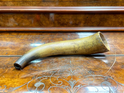 Collectible Folk Art Engraved Powder Horn from 1933 | Mysite