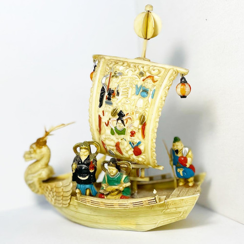 Rare Celluloid Seven Immortals Oriental Ship Boat Figurine from C.1940s ...