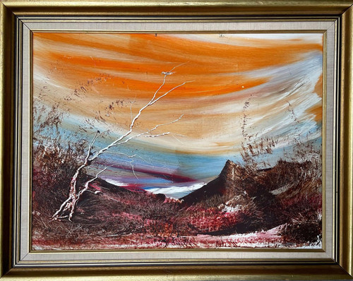 Signed Vintage Landscape Oil on Canvas Painting from 1976 by Jim Crofts ...