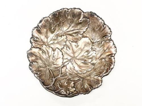 Genuine Silver Plated Relief Grapevine Leaves Design Plate by Viners ...
