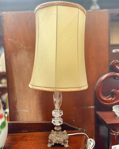 Vintage Classic Brass & Glass Table Lamp with Maria Leber Lampshade ...