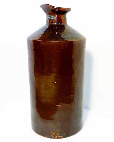 Old Narrow Neck Dark Brown Ceramic Pitcher in Original Condition | Mysite