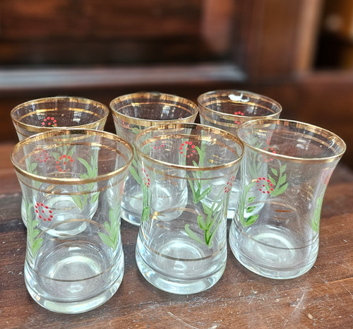 Glasses: Vintage Set of 6 Sherry/Shot Hand Painted Glasses C. 1970s ...