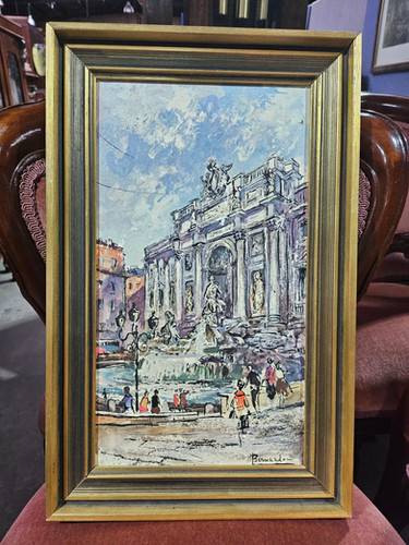 Famed Italian Print Of Trevi Fountain Lithograph Signed By Artist A ...
