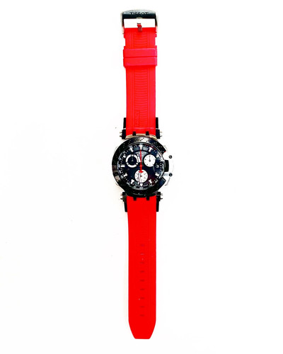 Tisson T-Race Sport Chronograph Black Dial Red Strap Mens Wristwatch ...