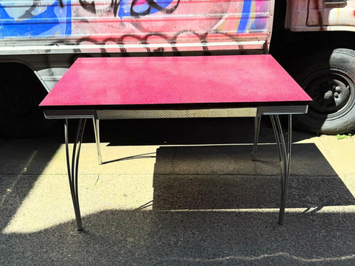Mid-Century C.1960’s Retro Chrome Base Laminated Top Dining Table | Mysite