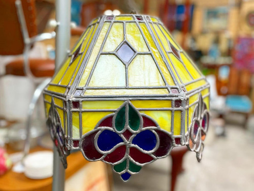 Spectacular Vintage Tiffany Style Leadlight Stained Glass Pendant ...