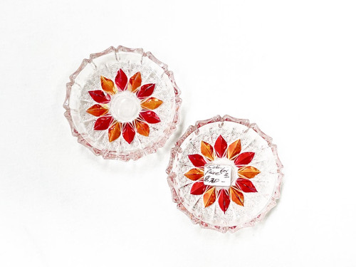 Decorative Set of Two Small Vintage Coloured Crystal Plates | Mysite