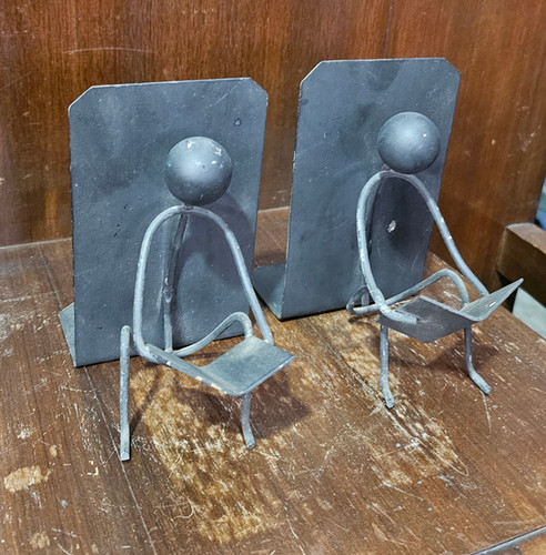 Book Ends: RARE Mid Century Black Metal Stick Figure Book Ends | Mysite