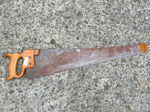 Sharp Vintage Rusty Hand Saw with Wooden Handle from C.1950s-60s | Mysite