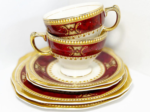 Vintage Pair of Collectible Burgundy ‘Morley Ware’ Porcelain Sets from ...