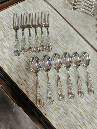 Silver Spoon And Fork Set: Antique Rodd EPNS A1 Silver 6x Spoon And 6x ...