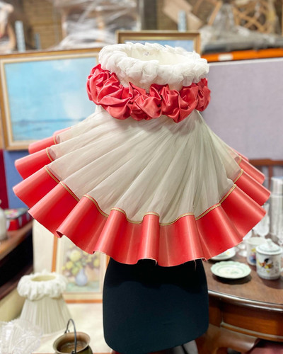 Vintage Pink & White Ballerina Lamp Shade with Scalloped Edge | Mysite