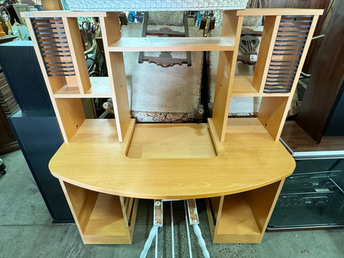 Solid Light Colour Timber Veneer Computer/Study Desk with CD Holders ...