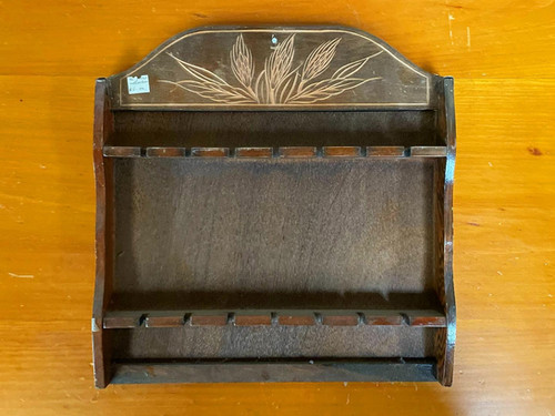 Vintage Old 14-Slot Wooden Souvenir Spoon Wall Display Rack | Mysite