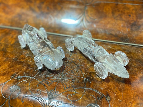 Set of Two Rare Crystal Glass Car Sculptures/Paperweights by Atlantis ...