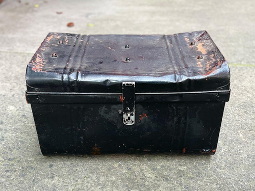 Large Vintage Metal Storage Trunk with Two Handles in Black from C ...