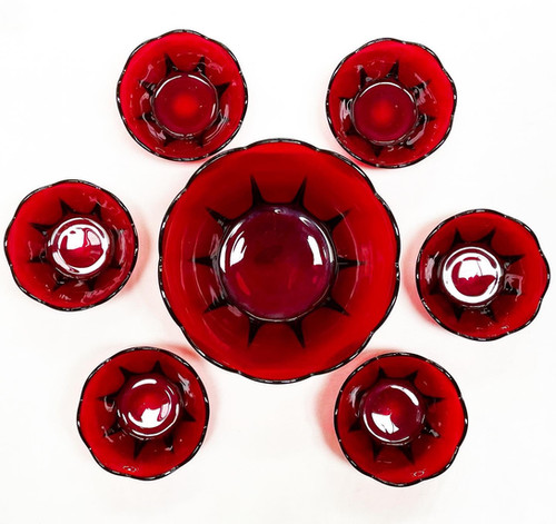 Depression Era Royal Ruby 7-Piece Glass Set by Anchor Hocking from C ...