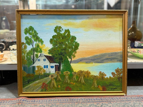 Vintage Oil on Canvas Framed Landscape Artwork by Gordon Stone | Mysite