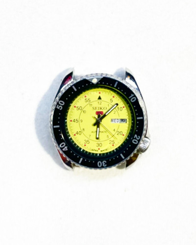 Vintage Yellow Dial Seiko Automatic Day Date Japan Movement Watch Face ...
