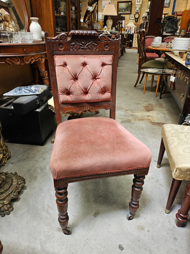 Chair: Victorian Pink Button Upholstered Antique Chair | Mysite