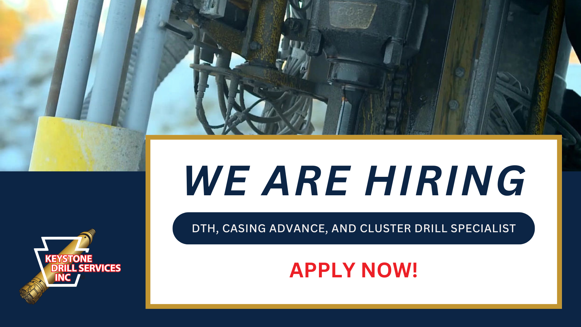 DTH, CASING ADVANCE, AND CLUSTER DRILL SPECIALIST Position | Keystone ...