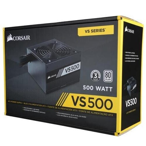 Corsair VS Series™ VS500 – 500 Watt 80 PLUS® Certified ATX Power Supply ...