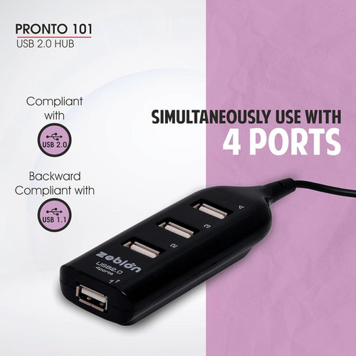 Zebion Pronto 101 USB Hub - 4 Port USB 2.0 Adapter | GIGASTAR