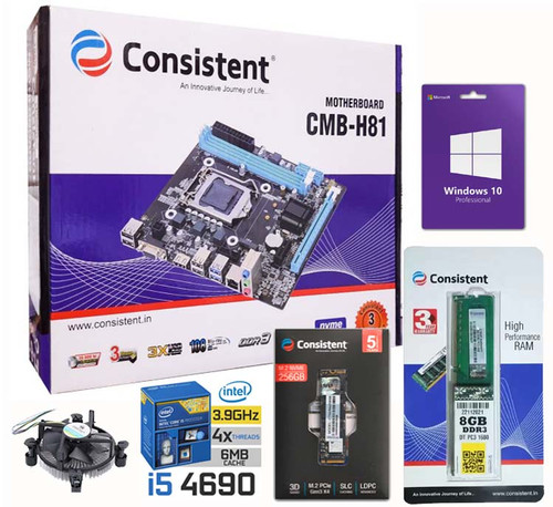 Consistent Combo Motherboard Kit Intel Core i5 4690, 256GB NVMe, 8GB ...
