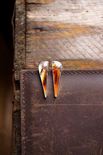 Ember Earrings ~ Montana Agate Curved Spike Posts | The Wild Path