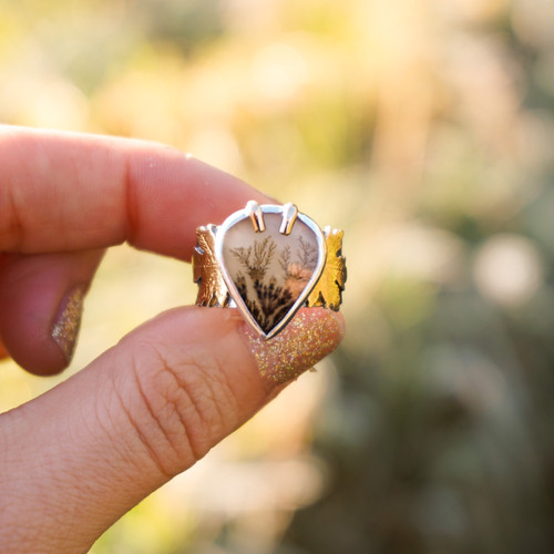 Maple leaf ring ~ Size 6.75 ~ Dendtrict Agate | The Wild Path