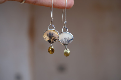Misty Morning Ear rings ~ Dendritic Agate ~ 7.75 wide band | The Wild Path