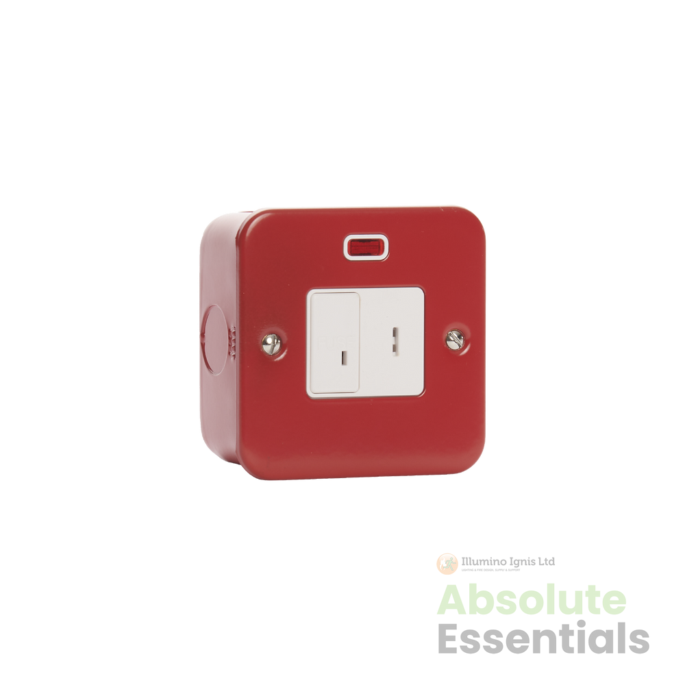 13A Key Switch - DP Neon Surface Mounted - Red