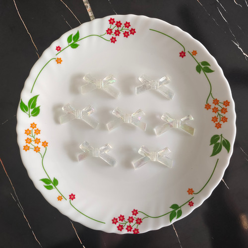 Acrylic Holographic Bow Bead- M2 | Enamel Charms India