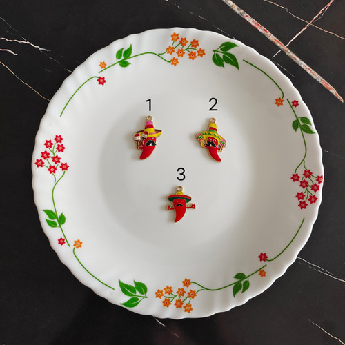 Mexican Red Chilli Cartoon Charm | Enamel Charms India