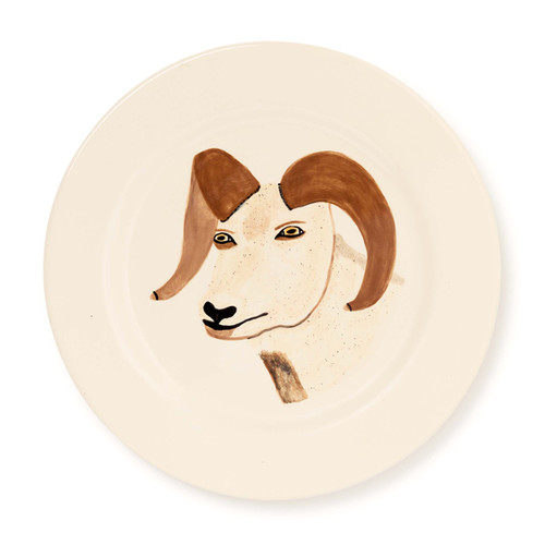 Handpainted goat plate by artist harryjoneslondon| harryjoneslondon