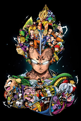 Majin Vegeta Collage Wooden Puzzle | IAC Laser Engraving