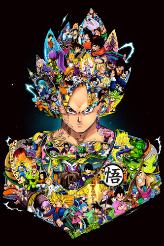 Goku Collage Wooden Puzzle | IAC Laser Engraving