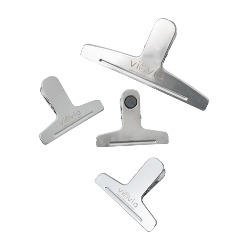 viovia Stainless Steel Bag Clips 1 Large & 3 Small | blueoco
